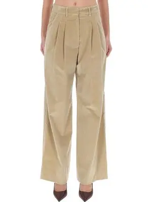 PT TORINO Pleated Wide Leg Trousers - Beige