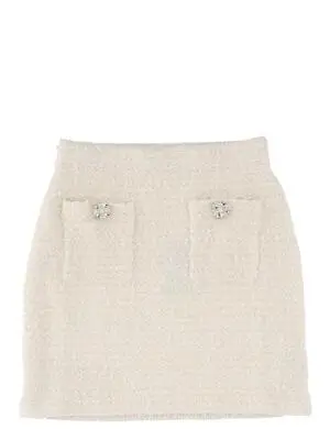 SELF-PORTRAIT Mini Wool Skirt - Ivory