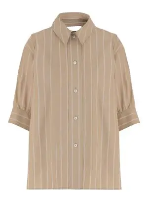 JIL SANDER Striped Cotton Shirt - Beige