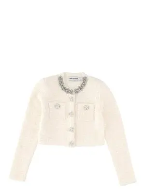 SELF-PORTRAIT Cotton Blend Cardigan - Ivory