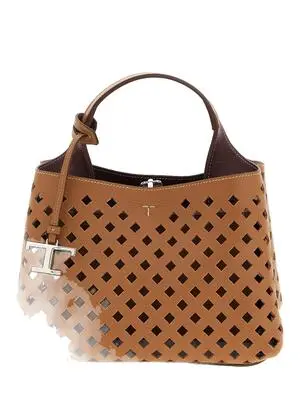 TOD'S Openwork Leather Handbag - Brown