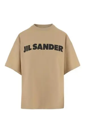 JIL SANDER Cotton Jersey T-shirt With Logo - Beige