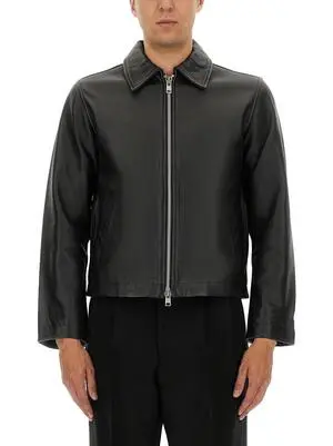 SUNFLOWER Short Leather Jacket - Black