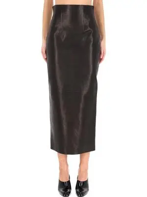 Khaite Leather 'loxley' Skirt - Black