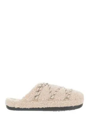Moon Boot Teddy Slipper In Shearling - Beige