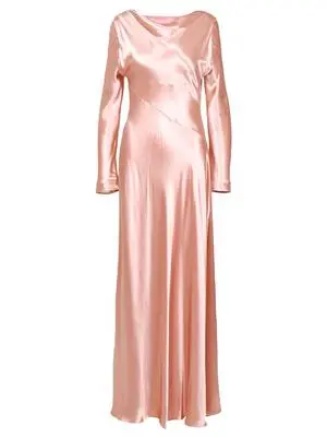 Alberta Ferretti Satin Long Dress - Powder Pink