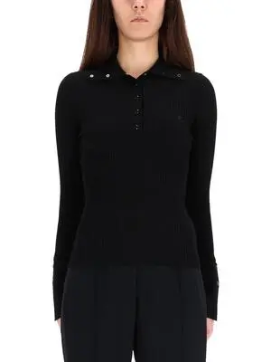 COURREGES Ribbed Polo - Black