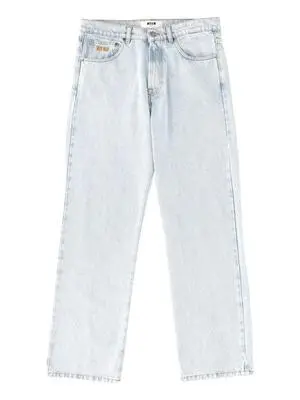 MSGM Oversized Jeans With Embroidered Logo - Blue