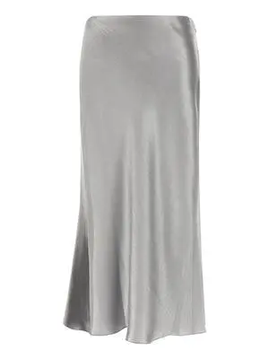 Tory Burch Satin Midi Skirt - Gray
