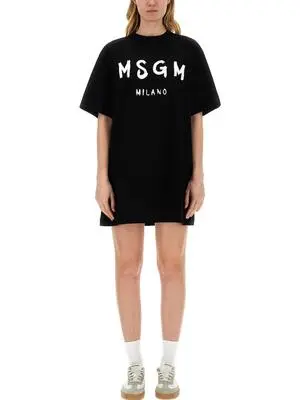 MSGM Brushed Logo Dress - Black