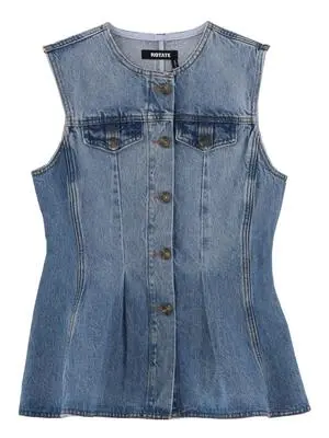 Remain Birger Christensen Fitted Denim Top - Blue