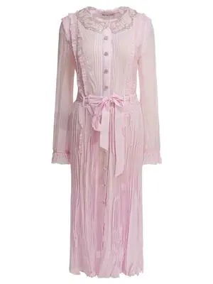 SELF-PORTRAIT Pleated Georgette Midi Dress - Pink