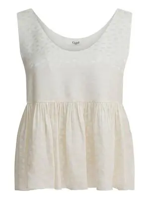 Chloé Silk Peplum Top - White