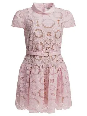 SELF-PORTRAIT Floral Lace Flared Mini Dress - Pink