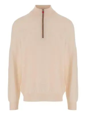 Kiton Cashmere Half-zip Sweater - Beige