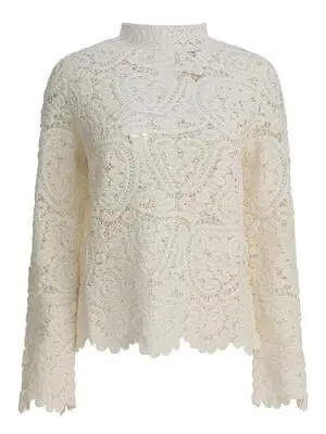 Loulou De Saison Perforated Silk 'wade' Sweater - White