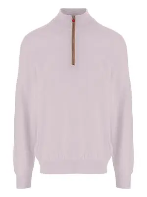 Kiton Cashmere Half Zip Sweater - Lilac