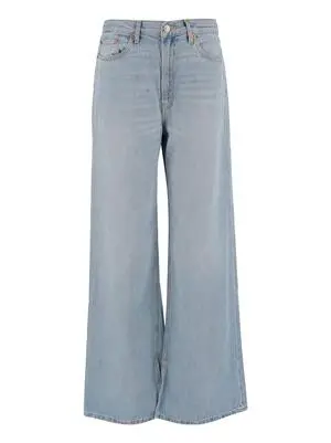RE/DONE Cotton And Lyocell Wide Leg Jeans - Light Denim