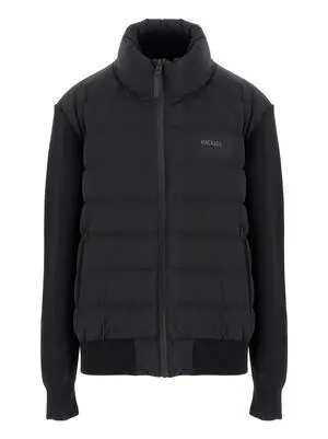 Mackage Stretch Wool Blend Jacket With Logo - Black