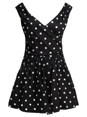 SELF-PORTRAIT Polka Dot Flared Dress - Black