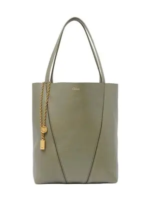 Chloé Spin Tote Bag In Leather - Green