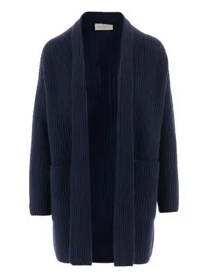 Bruno Manetti Cashmere Ribbed Knit Cardigan - Blue