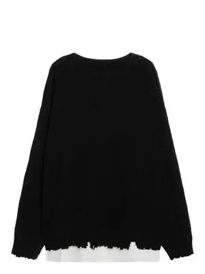 MAISON MARGIELA Cotton Distressed Hem Sweater - Black