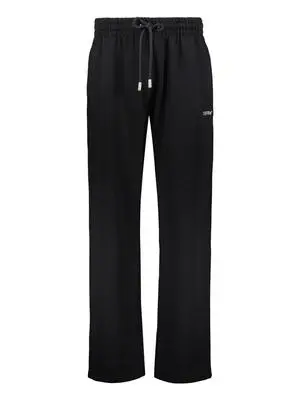Off White Cotton Track Pants - Black
