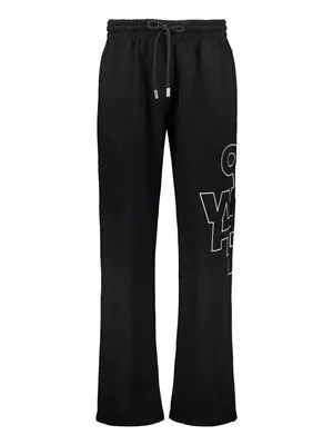 Off White Cotton Track Pants - Black