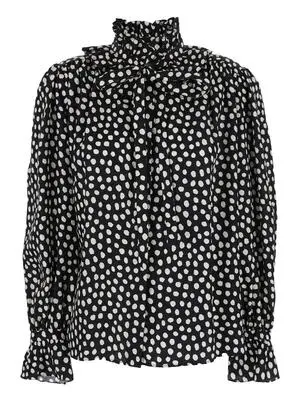 Chloé Silk Polka Dot Shirt - Black