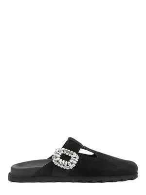 ROGER VIVIER Suede Slidy Viv Mule - Black