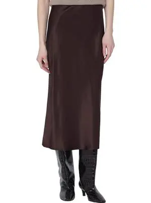 ANINE BING Silk Bar Midi Skirt - Brown