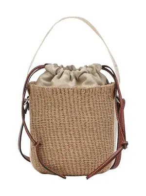 Chloé Small Woody Raffia Bucket Bag - White