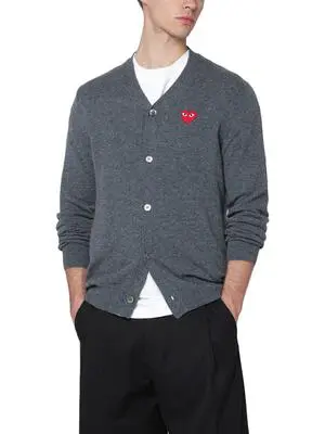 Play Comme Des Garcon Wool Cardigan - Grey