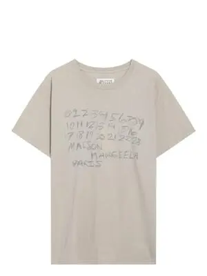 MAISON MARGIELA Cotton T-shirt With Numeric Print - Beige