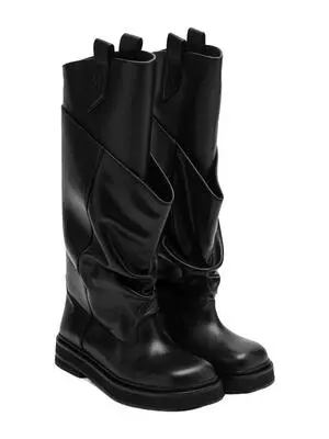 Attico Leather La Passeggiata Boots - Black