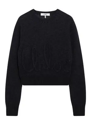 Chloé Alpaca Blend Sweater With Logo - Blue
