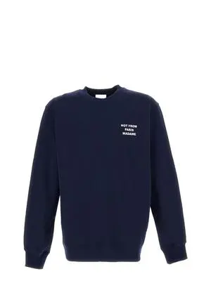 Drole De Monsieur Slogan Crewneck Sweatshirt - Blu