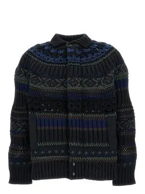 Sacai Knitted Jacquard Jacket - Black