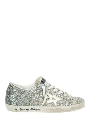 GOLDEN GOOSE Super-star Classic Glittered Sneakers - Silver