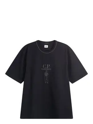 C.P. COMPANY 30/2 Embroidered British Sailor Logo T-shirt - Black