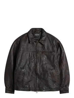 FRIZMWORKS Destroyed Cowhide Leather Jacket - Washed Brown