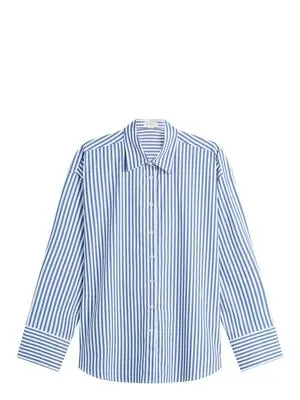 Good American Poplin Oversized Shirt - Indigo Stripe
