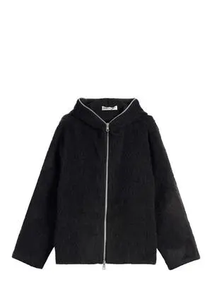 Our Legacy Hairy Wool Full Zip Hooded Jacket - Black
