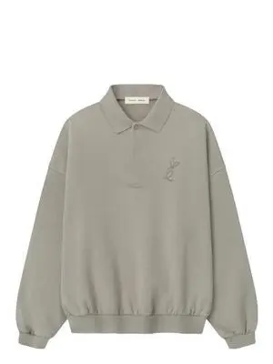 Fear Of God Essentials Embroidered Classic Polo Sweatshirt - Smoke Grey