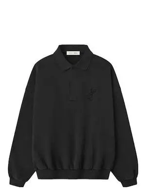 Fear Of God Essentials Embroidered Classic Polo Sweatshirt - Vintage Black