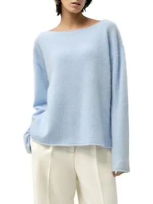 Lilysilk Boat-neck Brushed Cashmere Sweater - Illusion Blue