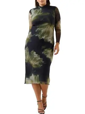 ESTELLE Peace Lily Printed Dress - Black/ Moss