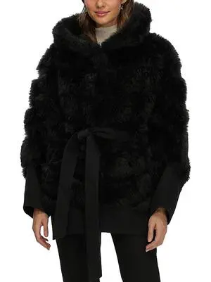 Gorski Shearling Lamb Parka With Whipstitch Trim - Black