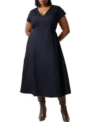 ESTELLE A-line Midi Dress - Indigo Noir